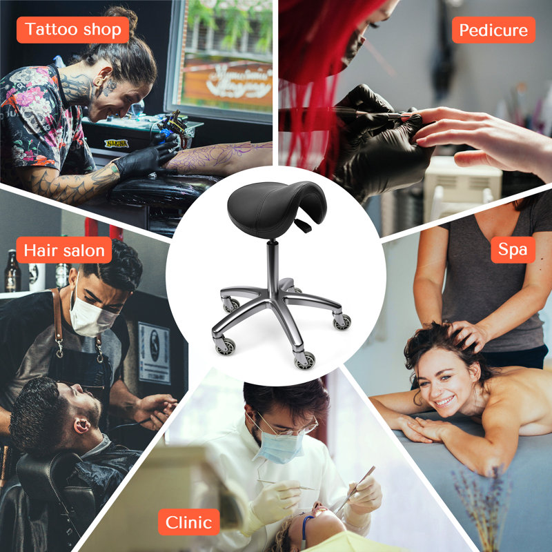 Inbox Zero Adjustable Height Ergonomic Lab Stool Saddle Stool with Heavy-duty Wheels & Reviews ...